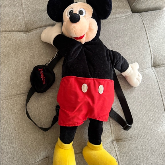 Disney | Toys | Vintage Disney Mickey Mouse Plush Backpack Black Red ...